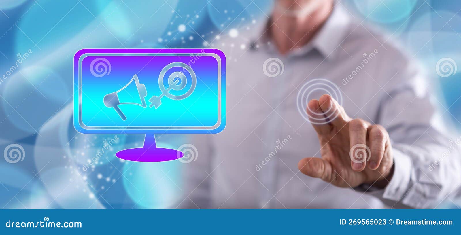 Man Touching an Ad Targeting Concept Stock Image - Image of branding ...