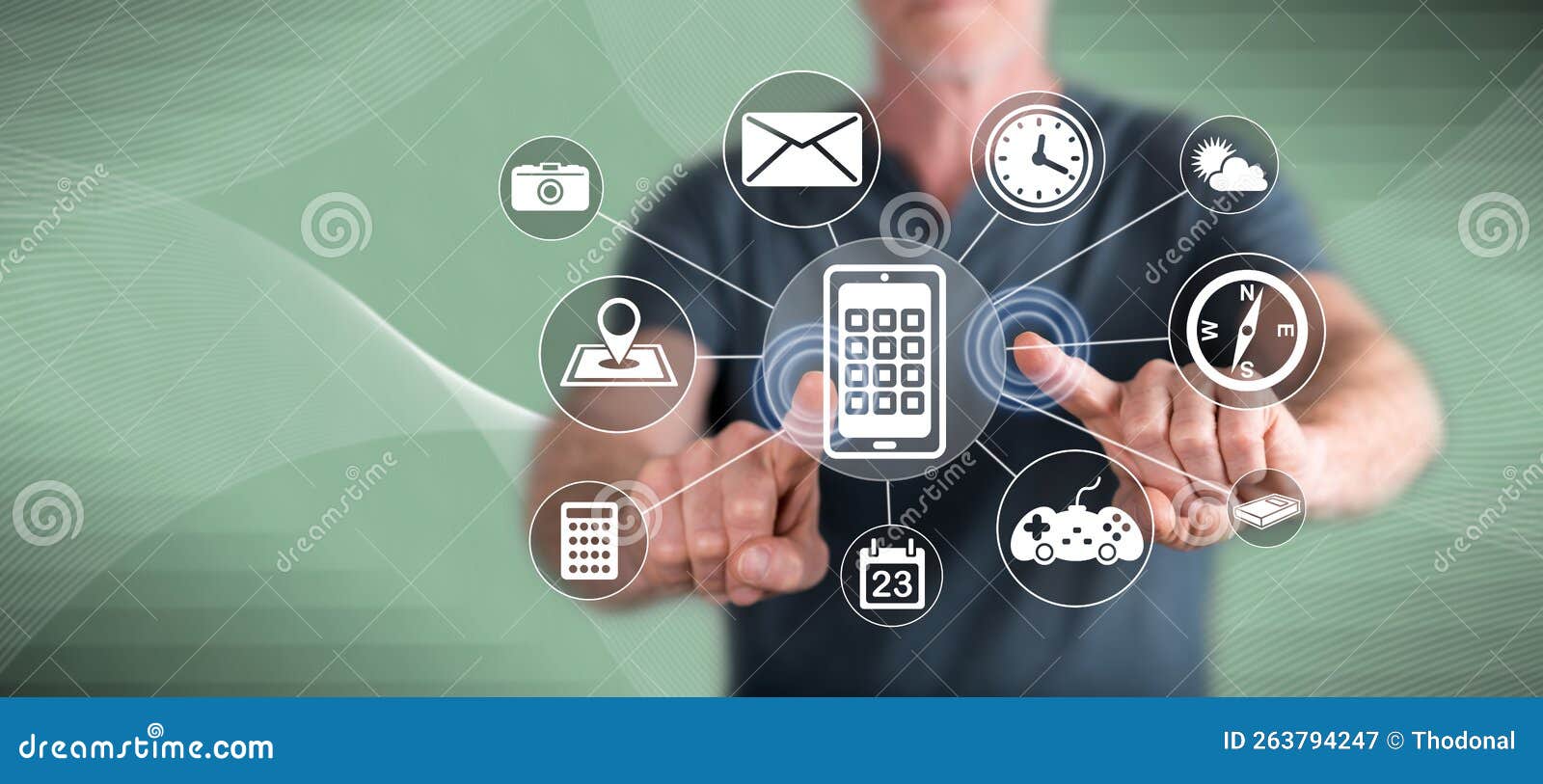 Man Touching an Apps Concept Stock Image - Image of digital, touch ...