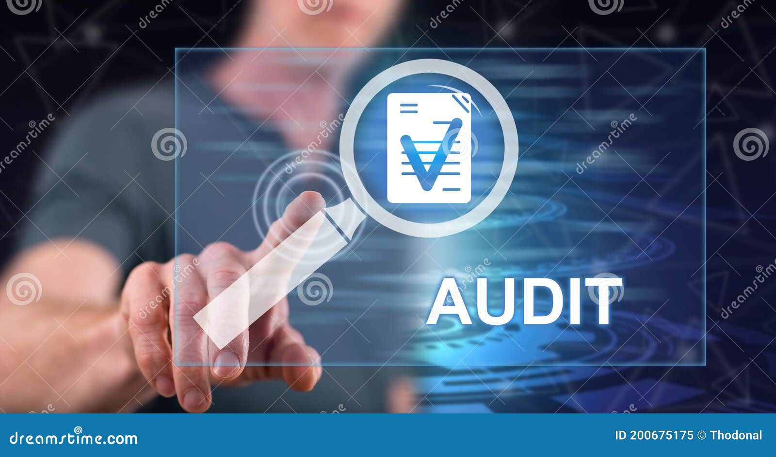 Man Touching an Audit Concept Stock Image - Image of design, inspection ...