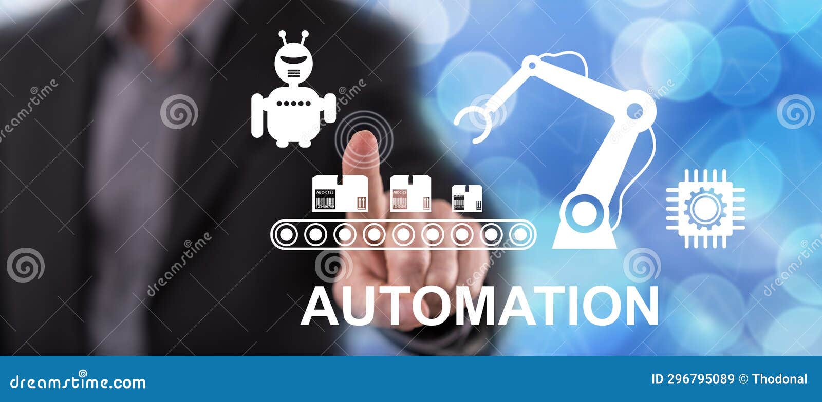 Man Touching an Automation Concept Stock Image - Image of industry ...