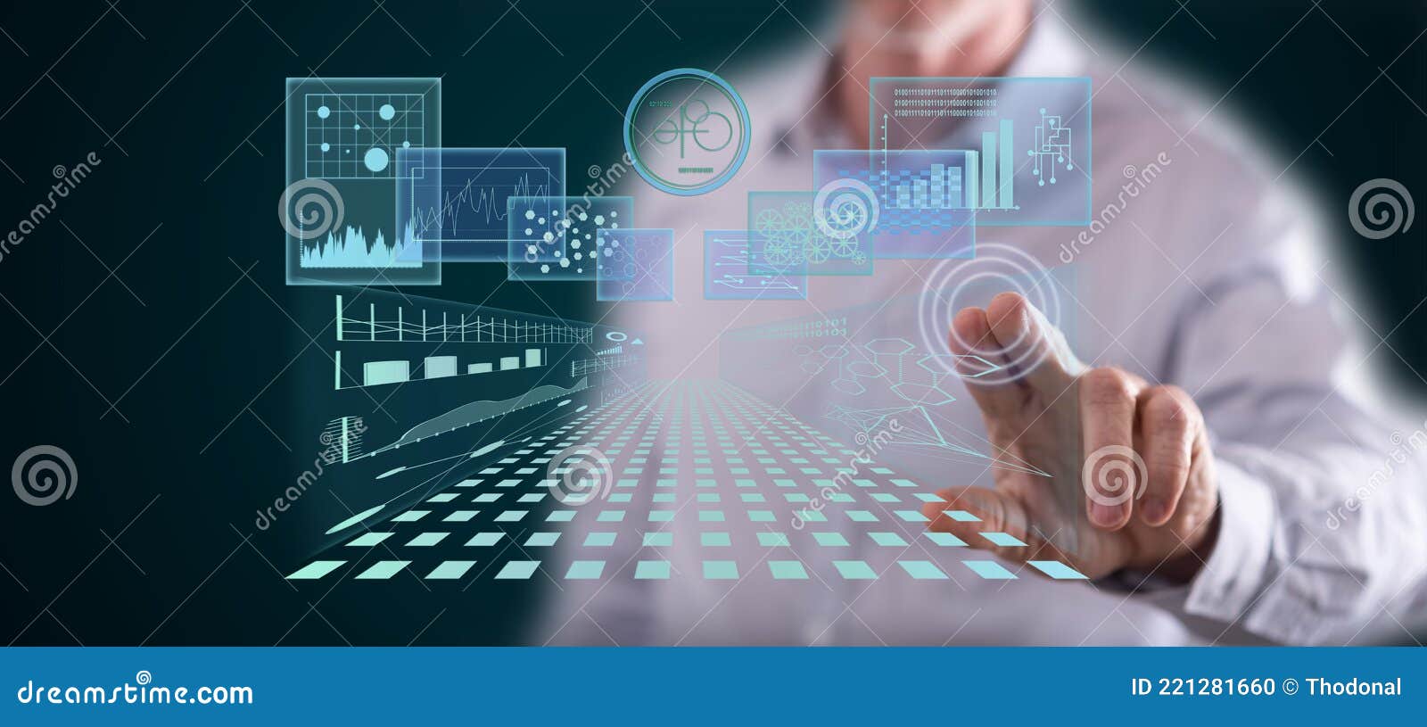 Man Touching a Business Digital Interface Concept Stock Photo - Image ...