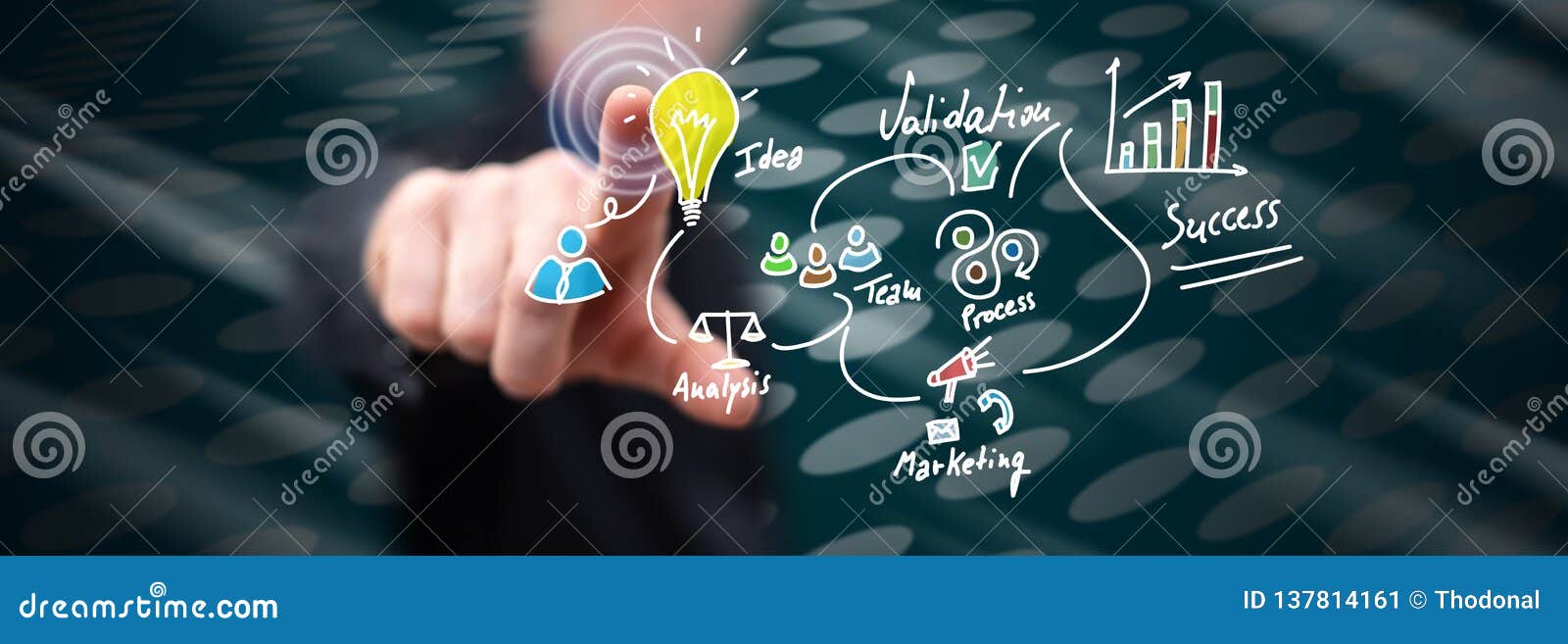 Man Touching a Business Strategy Concept Stock Illustration ...