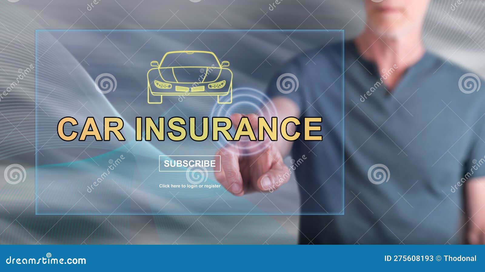 Man Touching a Car Insurance Concept Stock Image - Image of internet ...