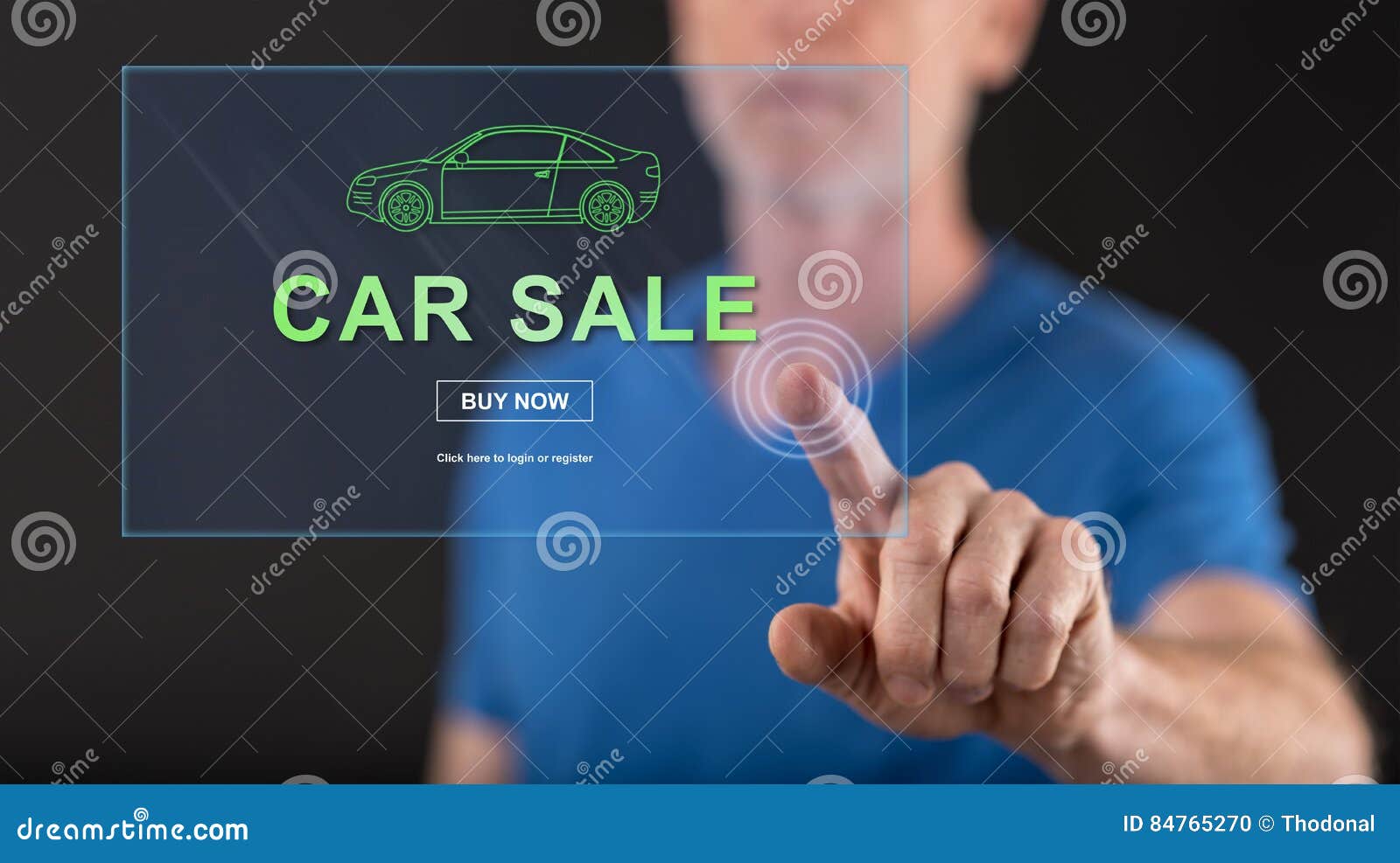 Man Touching a Car Sale Concept on a Touch Screen Stock Photo - Image ...
