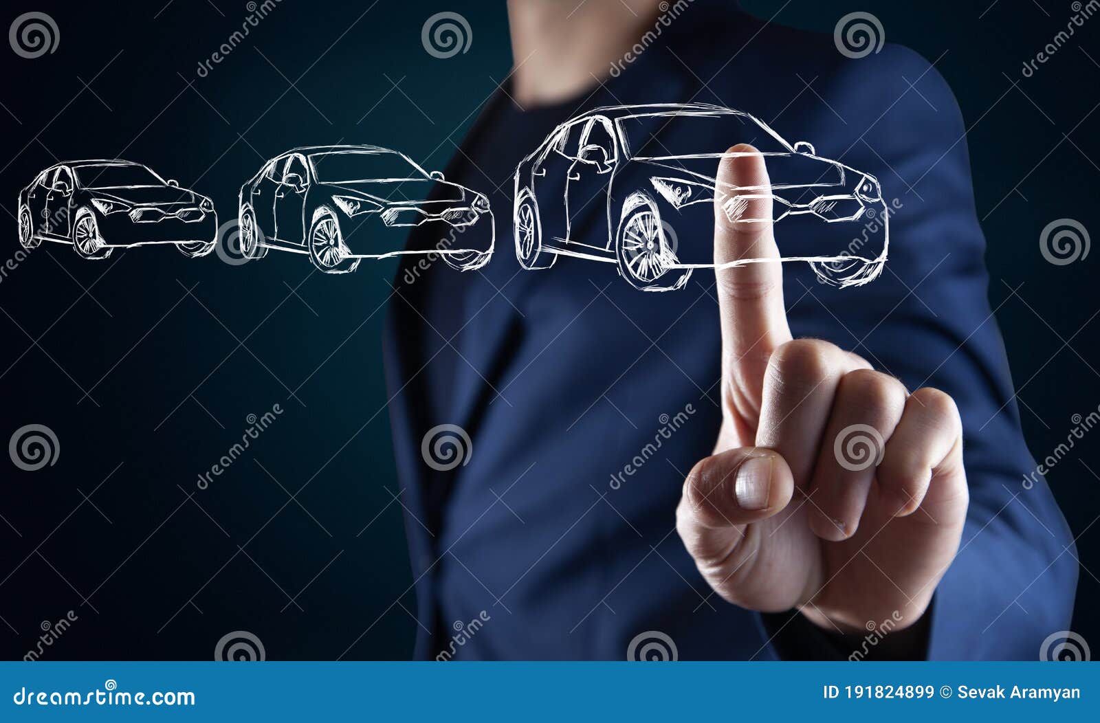 Man Touching Cars in Screen Stock Image - Image of digital, computer ...