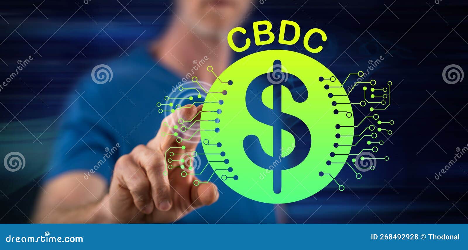 Man Touching a Cbdc Concept Stock Photo - Image of screen, internet ...