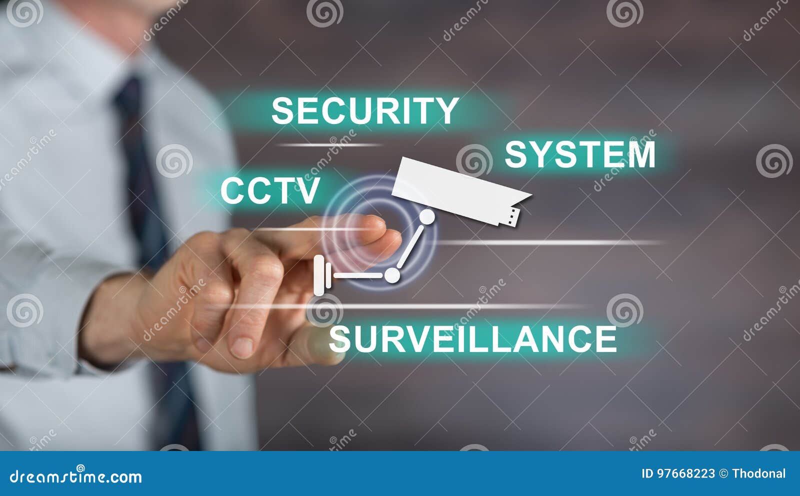 Man Touching a Cctv Concept on a Touch Screen Stock Image - Image of ...
