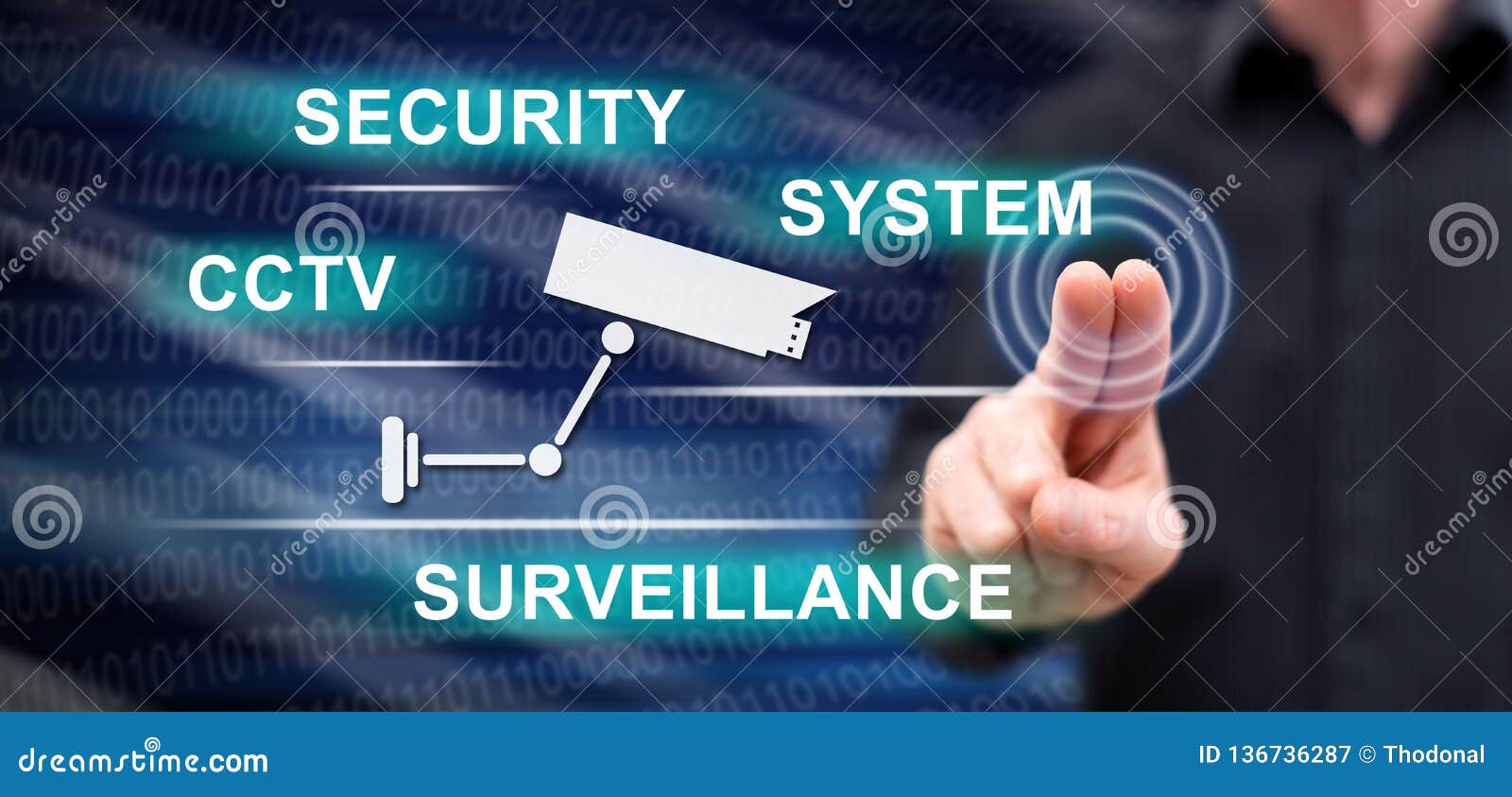 Man Touching a Cctv Concept Stock Image - Image of internet, concept ...
