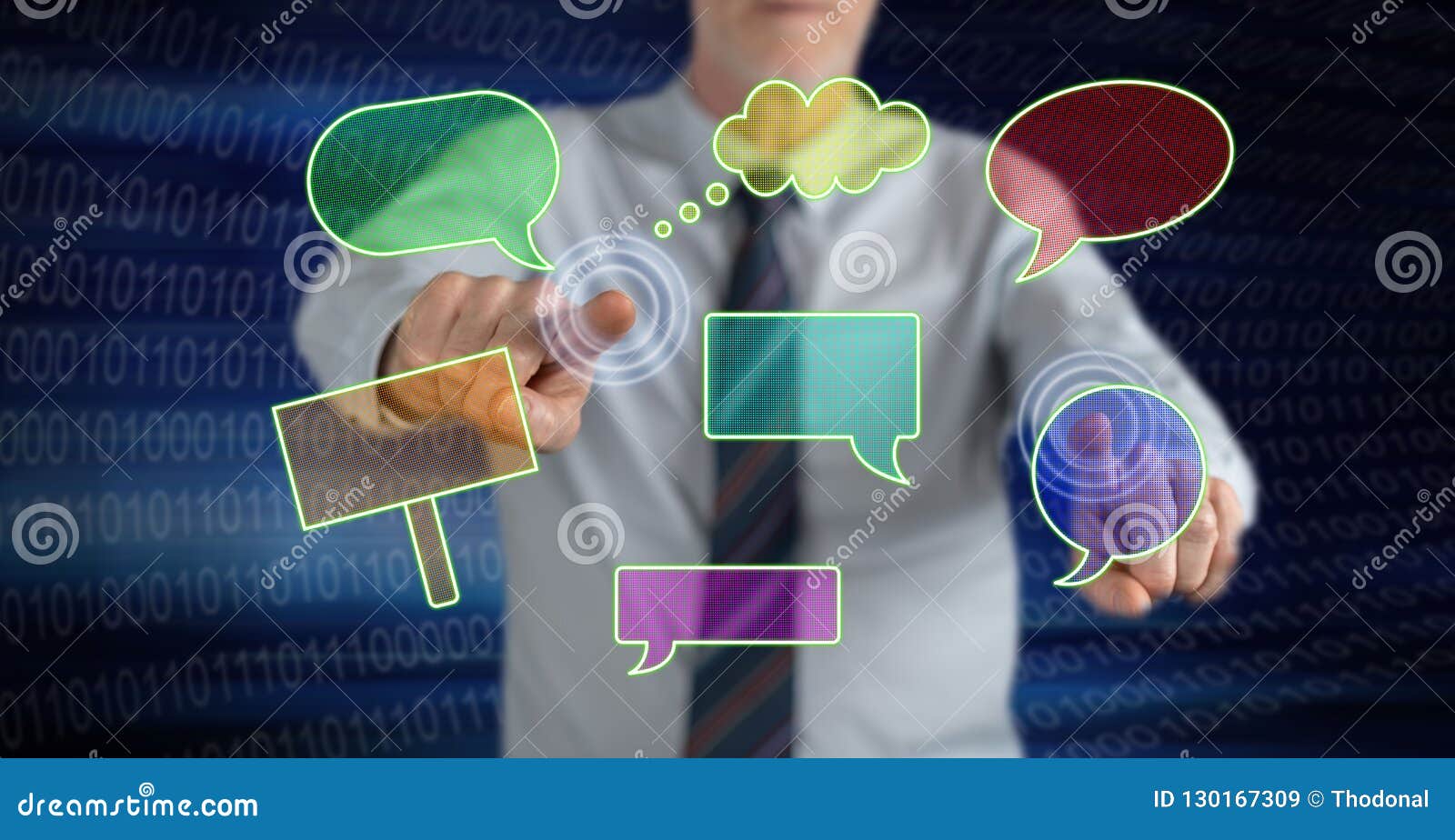 Man Touching a Communication Concept Stock Image - Image of business ...