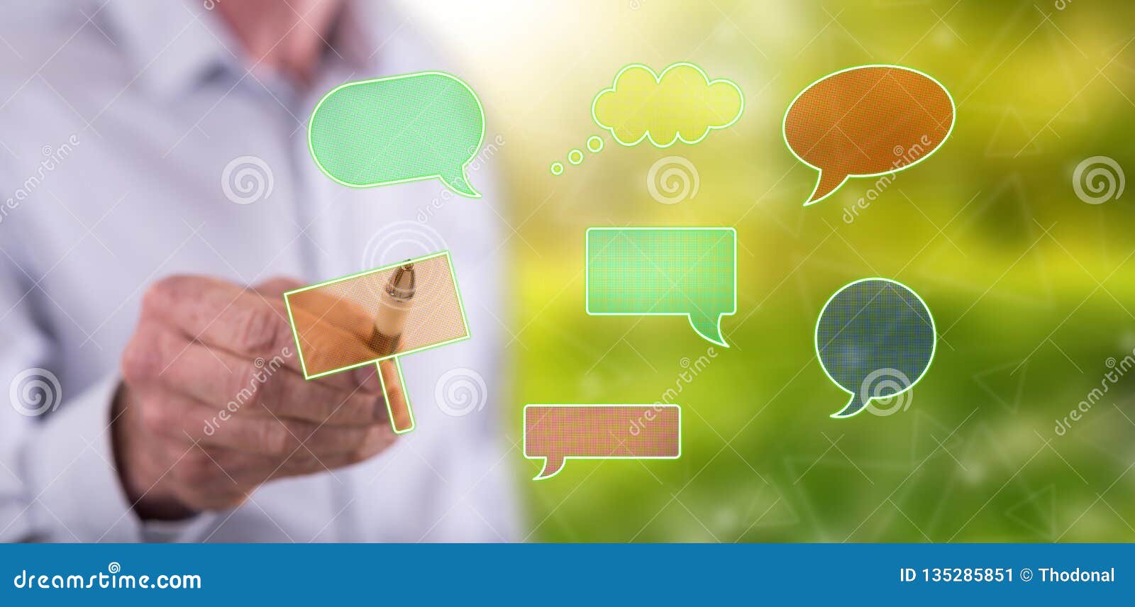 Man Touching a Communication Concept Stock Image - Image of ...