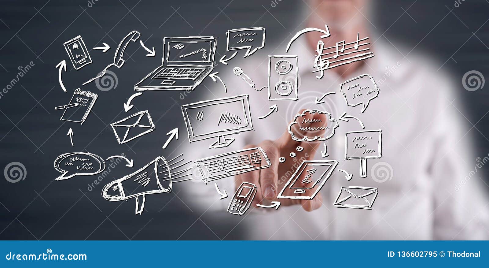 Man Touching a Communication Concept Stock Image - Image of exchange ...