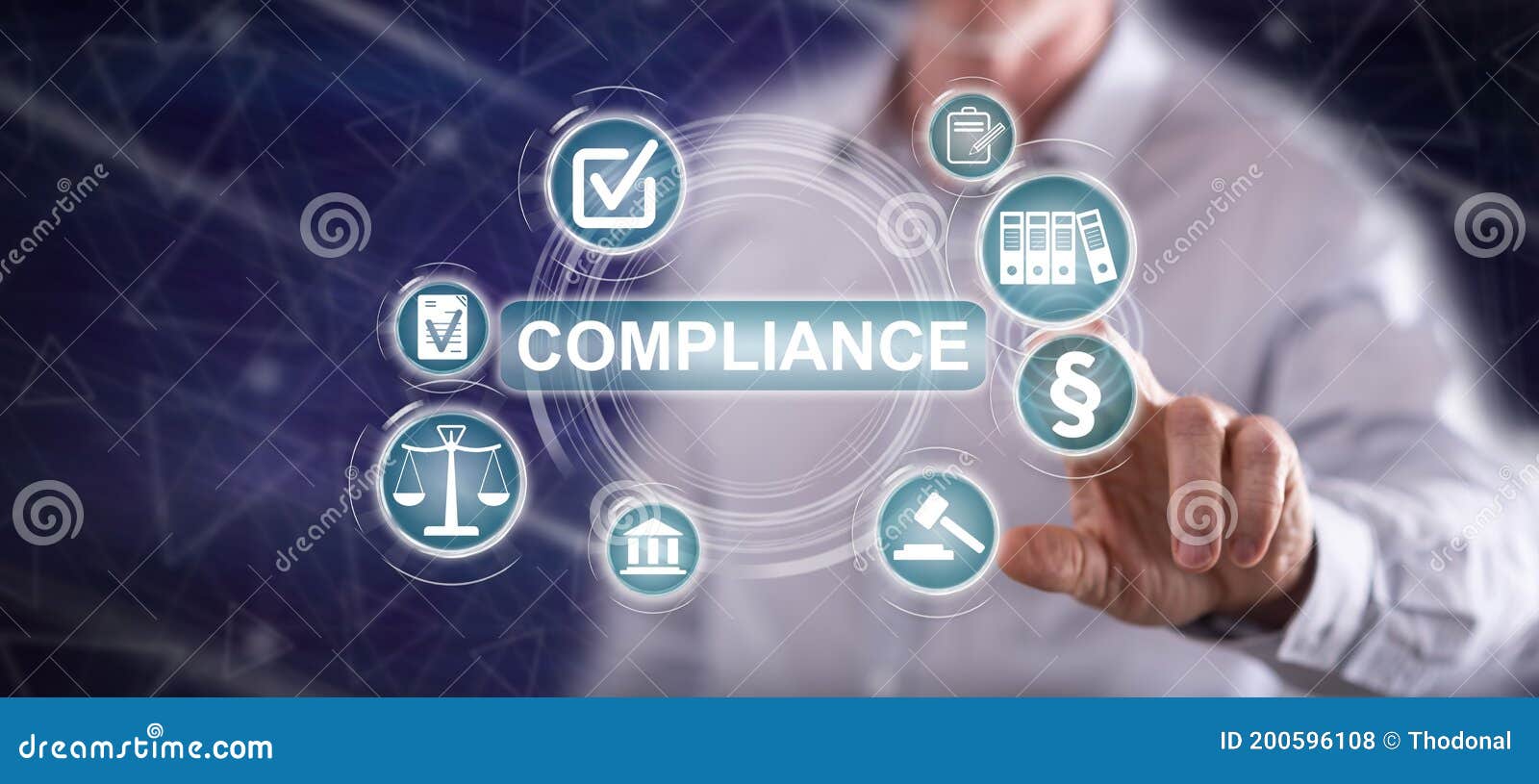 Man Touching a Compliance Concept Stock Photo - Image of policy ...
