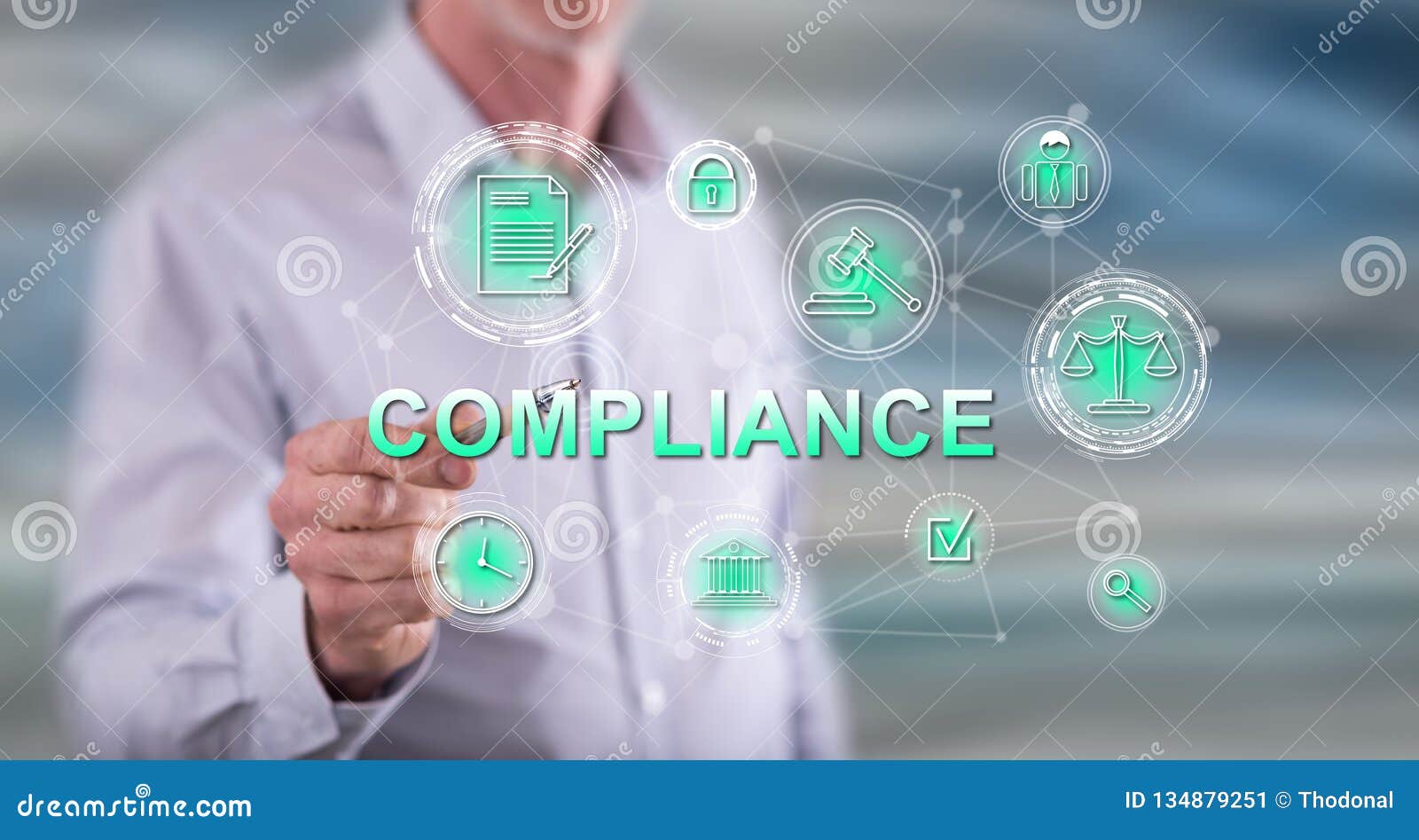 Man Touching a Compliance Concept Stock Image - Image of digital ...