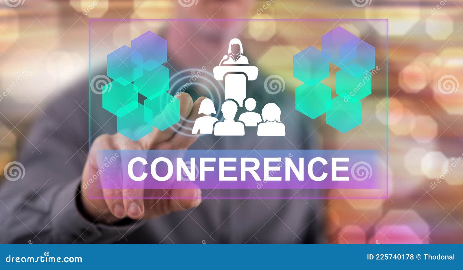 Man Touching a Conference Concept Stock Photo - Image of group ...