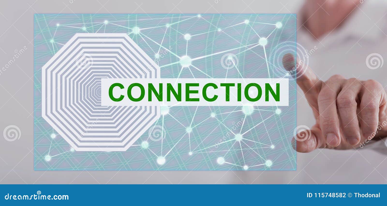 Man Touching a Connection Concept Stock Photo - Image of finger ...