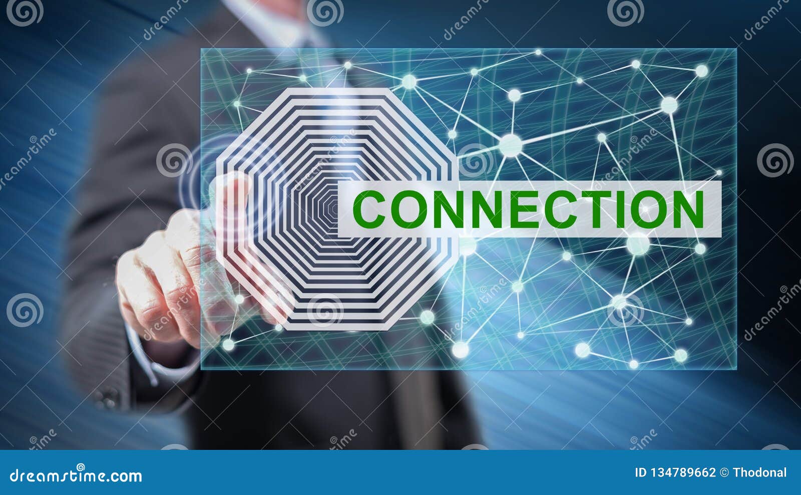 Man Touching a Connection Concept Stock Photo - Image of touch, concept ...