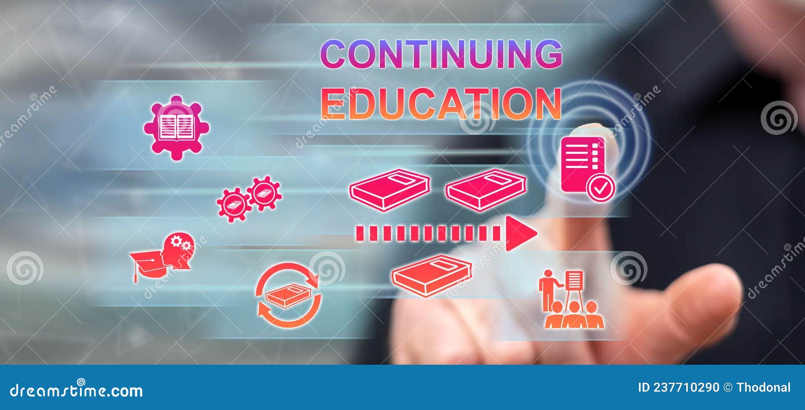 Man Touching a Continuing Education Concept Stock Photo - Image of ...