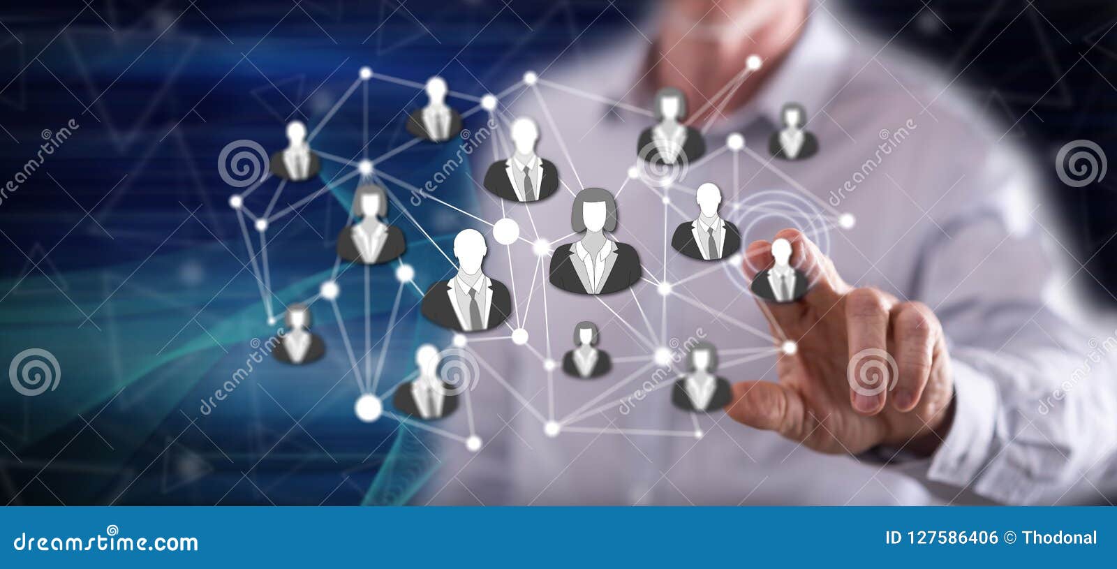 Man Touching a Cooperation Concept Stock Photo - Image of link, concept ...