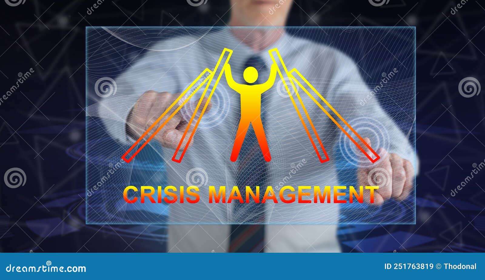 Man Touching a Crisis Management Concept Stock Image - Image of ...