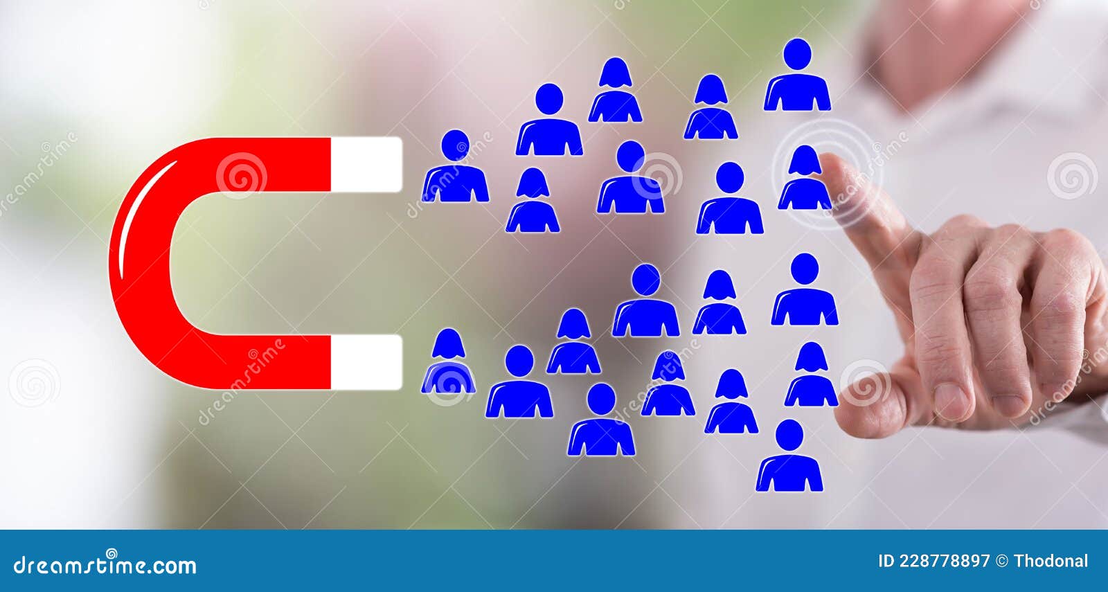 Man Touching a Customer Attraction Concept Stock Image - Image of ...