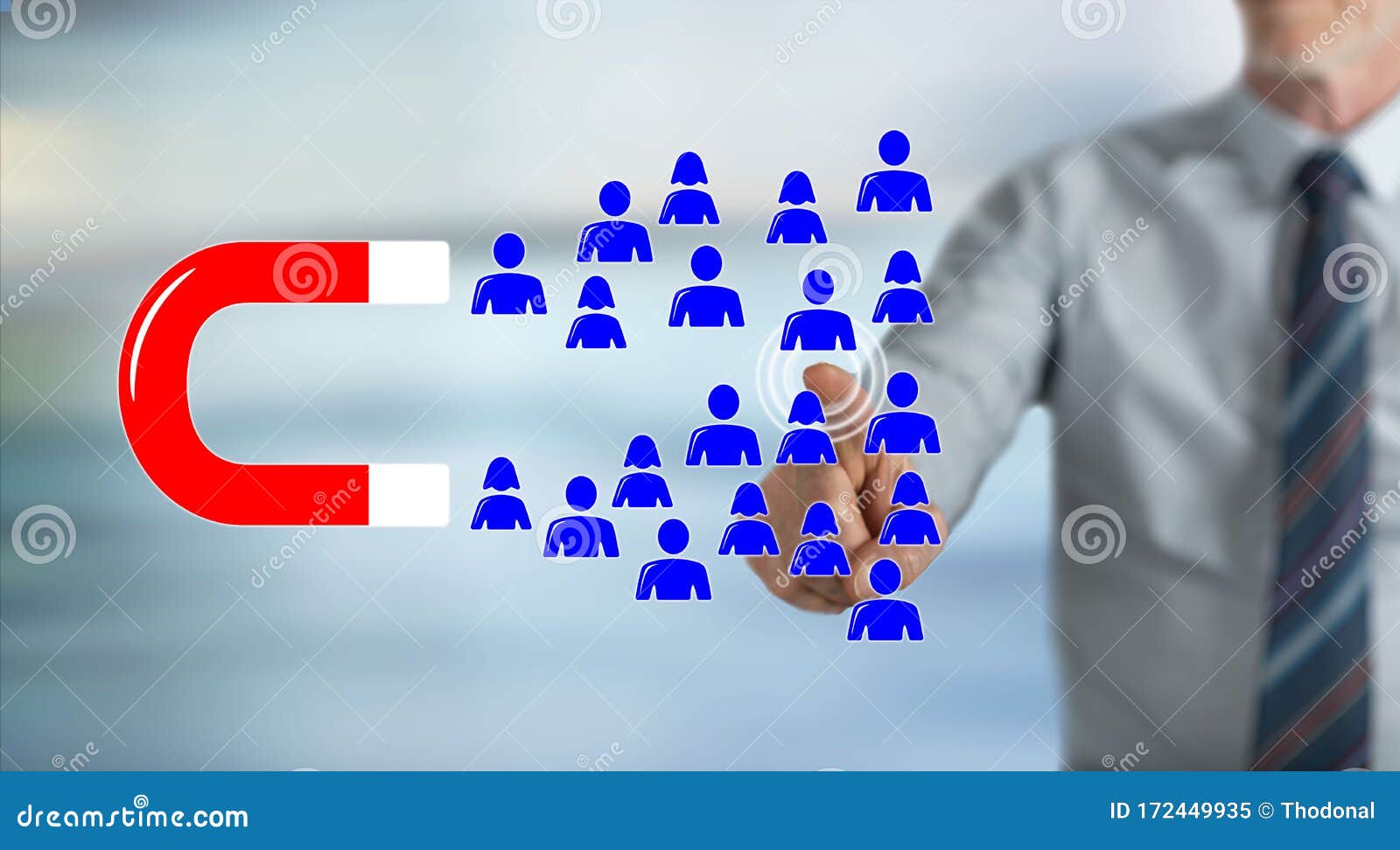 Man Touching a Customer Attraction Concept Stock Image - Image of ...
