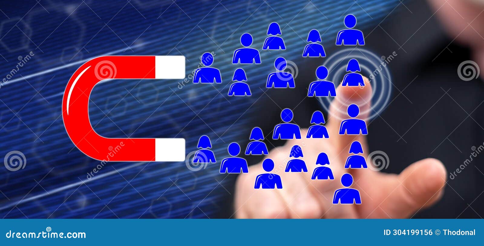 Man Touching a Customer Attraction Concept Stock Photo - Image of ...