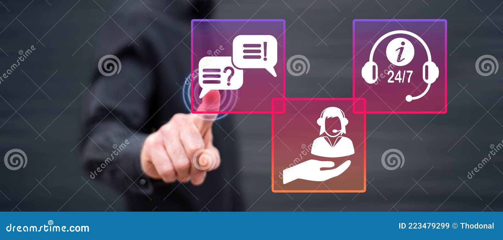 Man Touching a Customer Service Concept Stock Image - Image of digital ...