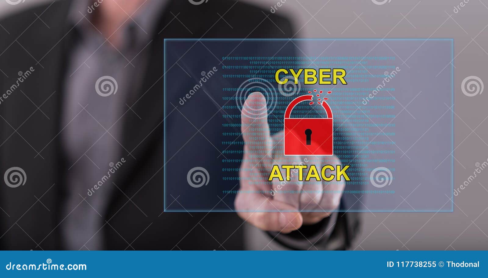 Man Touching a Cyber Attack Concept Stock Image - Image of system ...