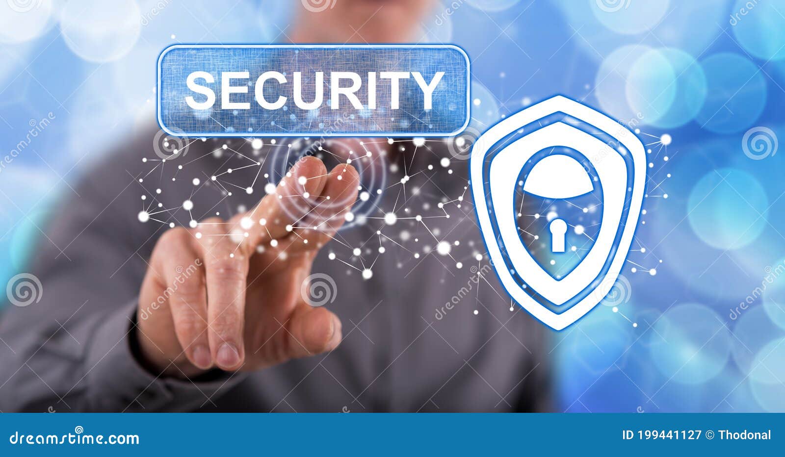 Man Touching a Cyber Security Concept Stock Image - Image of crime ...