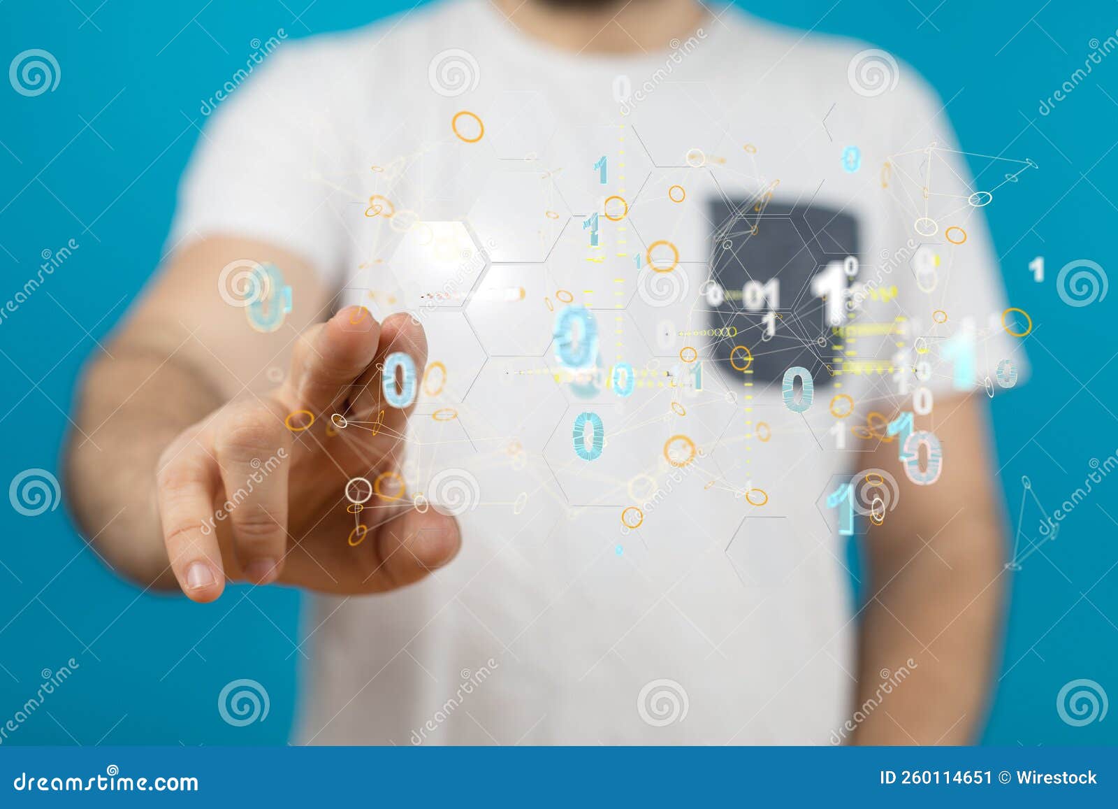 Man Touching 3D Rendered Connection Signs Stock Image - Image of system ...