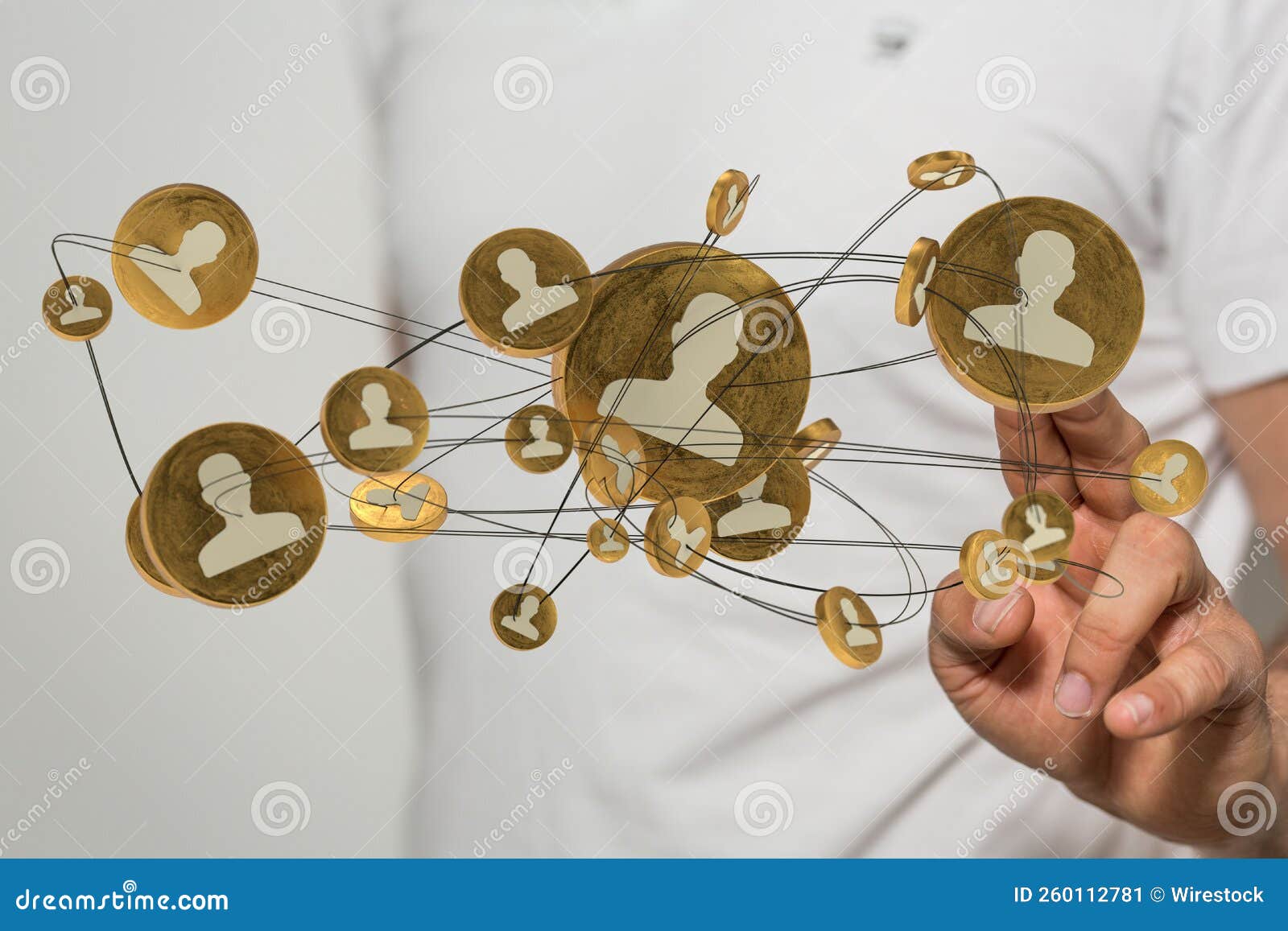 Man Touching 3D Rendered People Signs Stock Image - Image of rendered ...