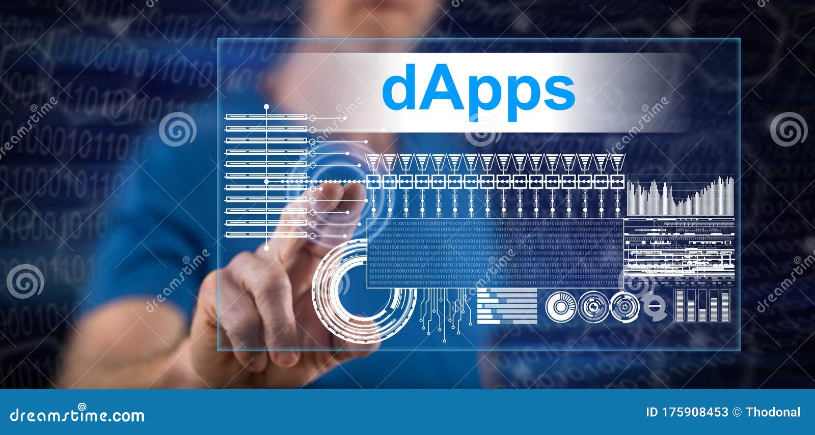 Man Touching a Dapps Concept Stock Image - Image of screen, concept ...