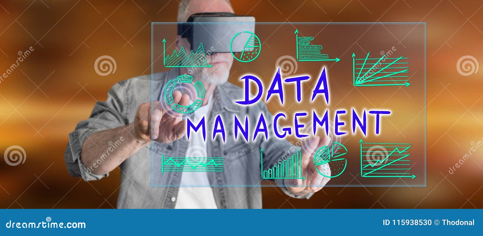 Man Touching a Data Management Concept Stock Photo - Image of concept ...
