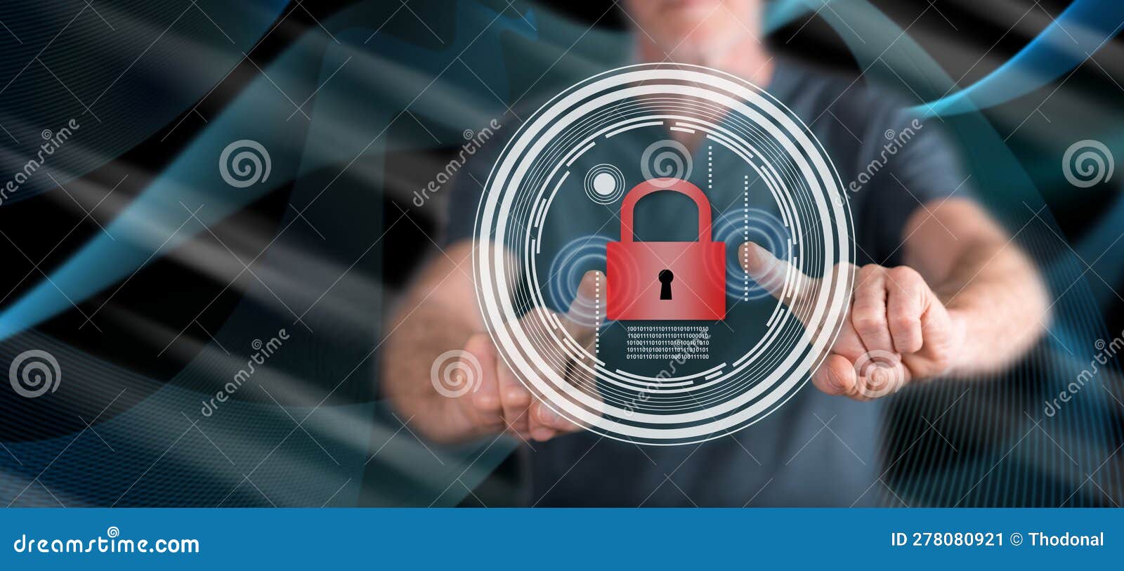 Man Touching a Data Security Concept Stock Image - Image of concept ...