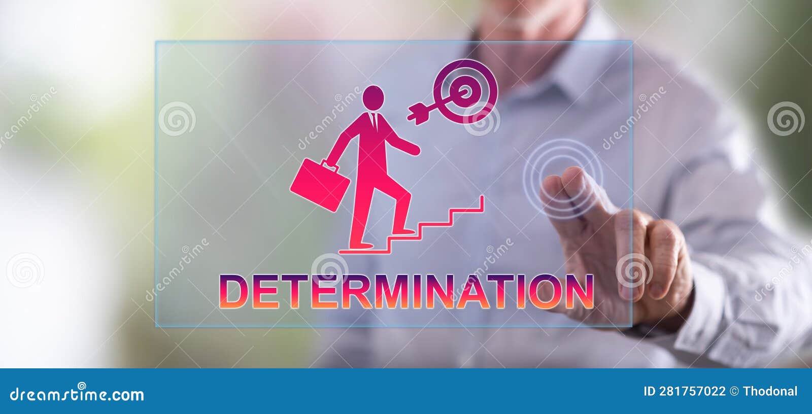 Man Touching a Determination Concept Stock Photo - Image of achievement ...
