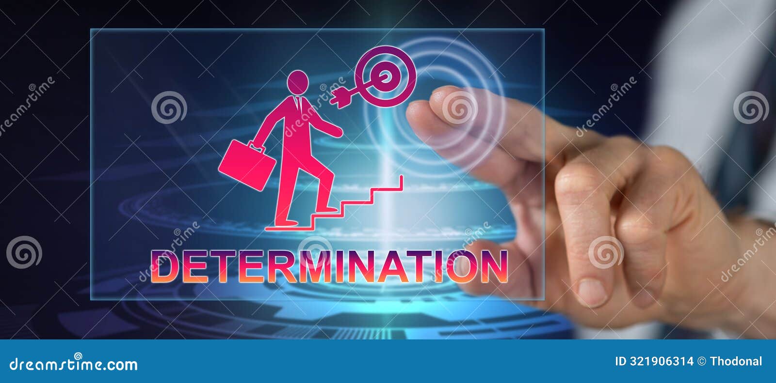 Man Touching a Determination Concept Stock Photo - Image of ...