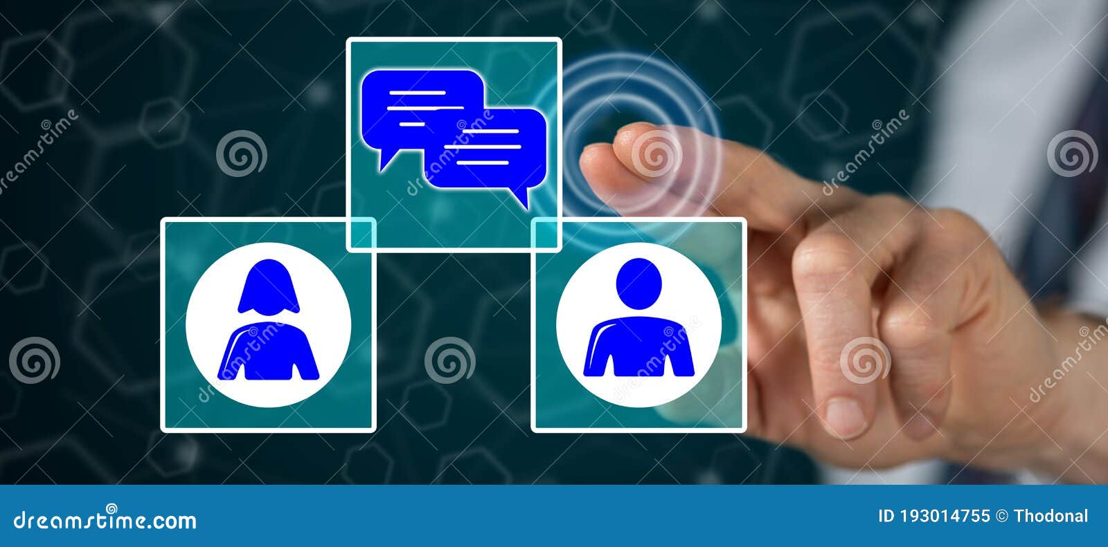 A Dialogue Concept Explained By A Businessman On A Wall Screen Royalty ...