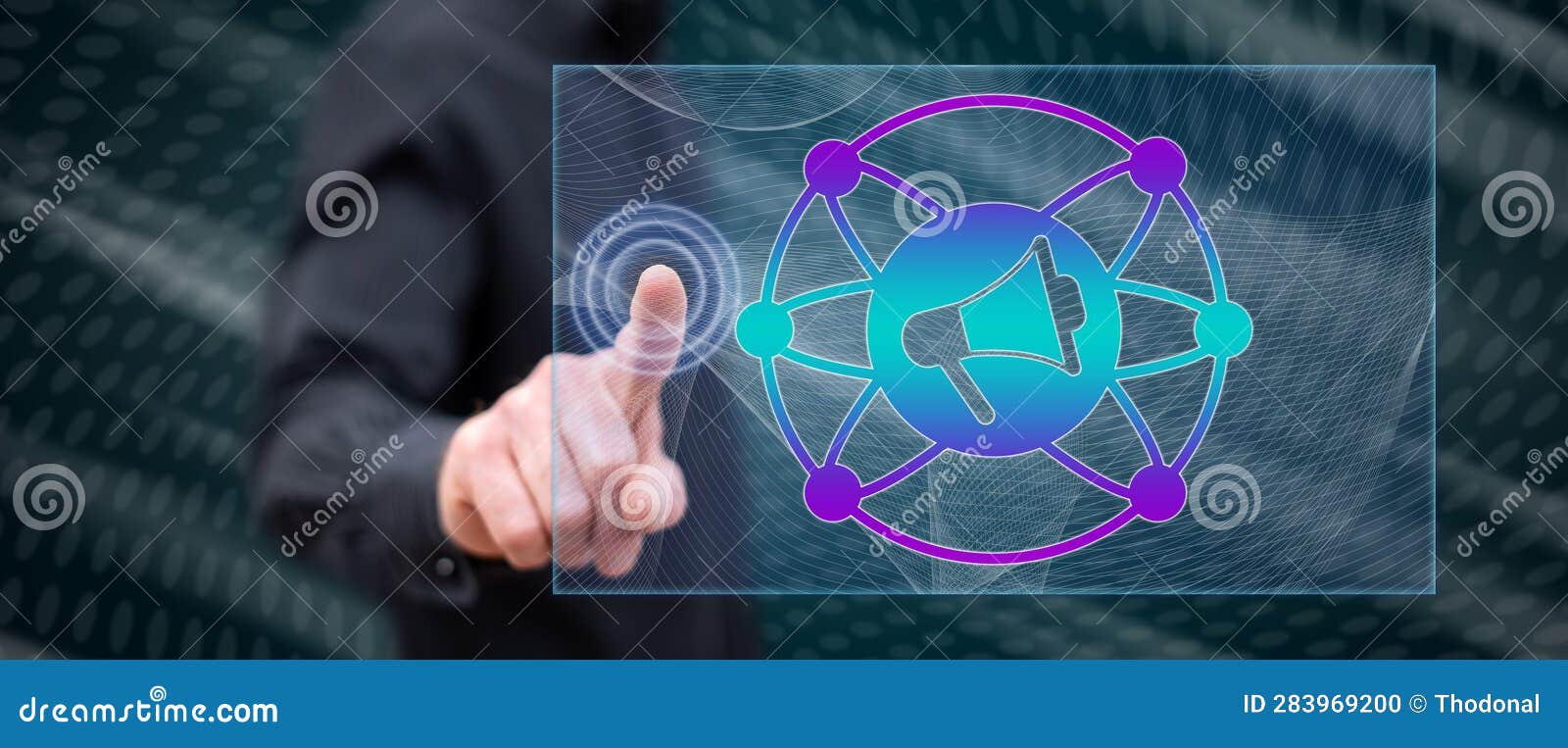 Man Touching a Digital Advertising Concept Stock Photo - Image of ...