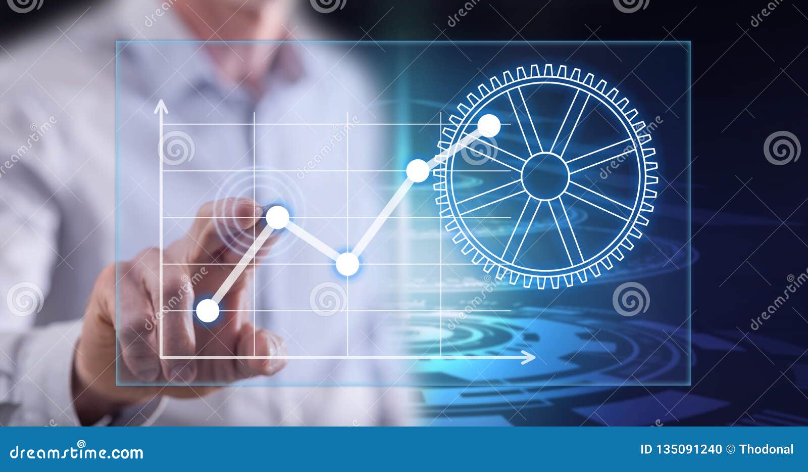 Man Touching a Digital Business Analysis Concept Stock Photo - Image of ...