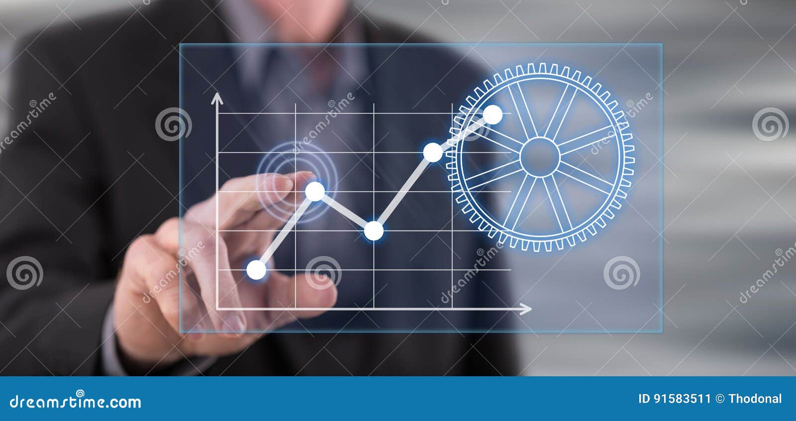 Man Touching a Digital Business Analysis Concept on a Touch Screen ...