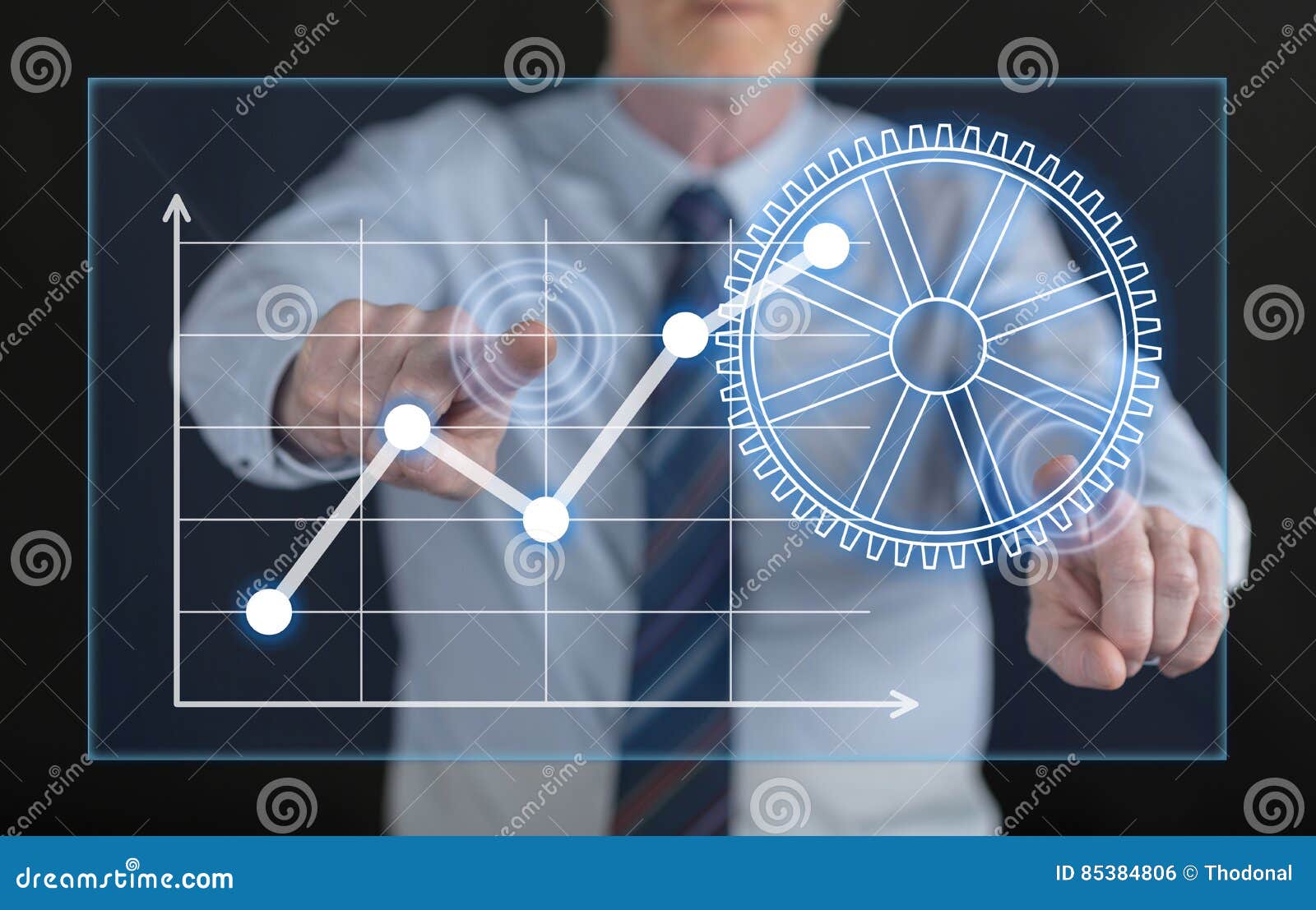 Man Touching a Digital Business Analysis Concept on a Touch Screen ...
