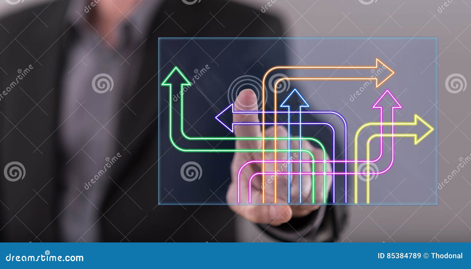 Man Touching a Digital Decision Concept on a Touch Screen Stock Image ...