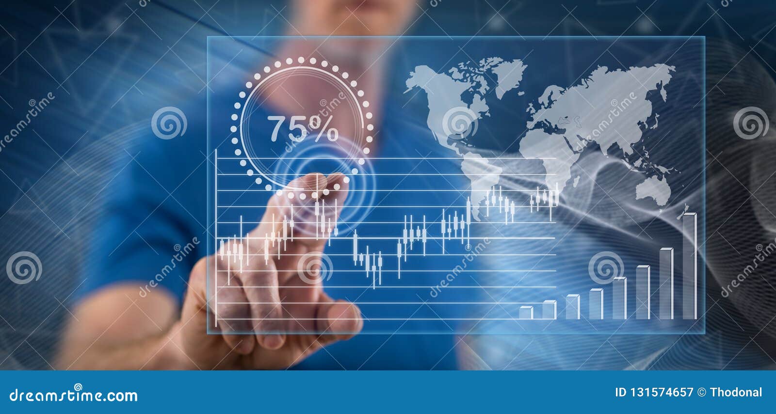 Man Touching a Digital Graph Stock Image - Image of analysis ...