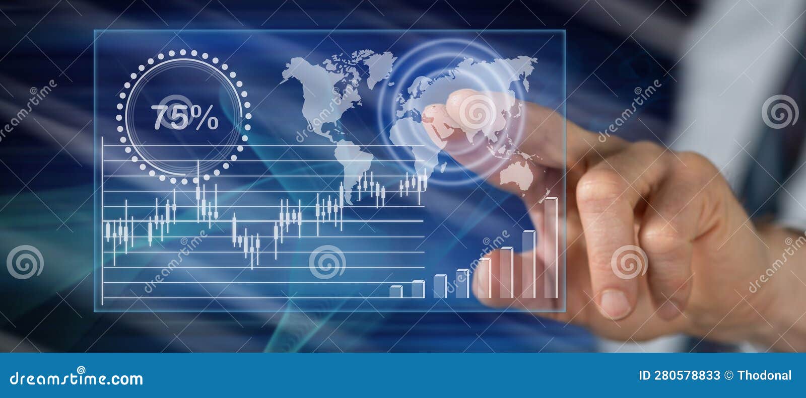 Man Touching a Digital Graph Stock Image - Image of tech, business ...