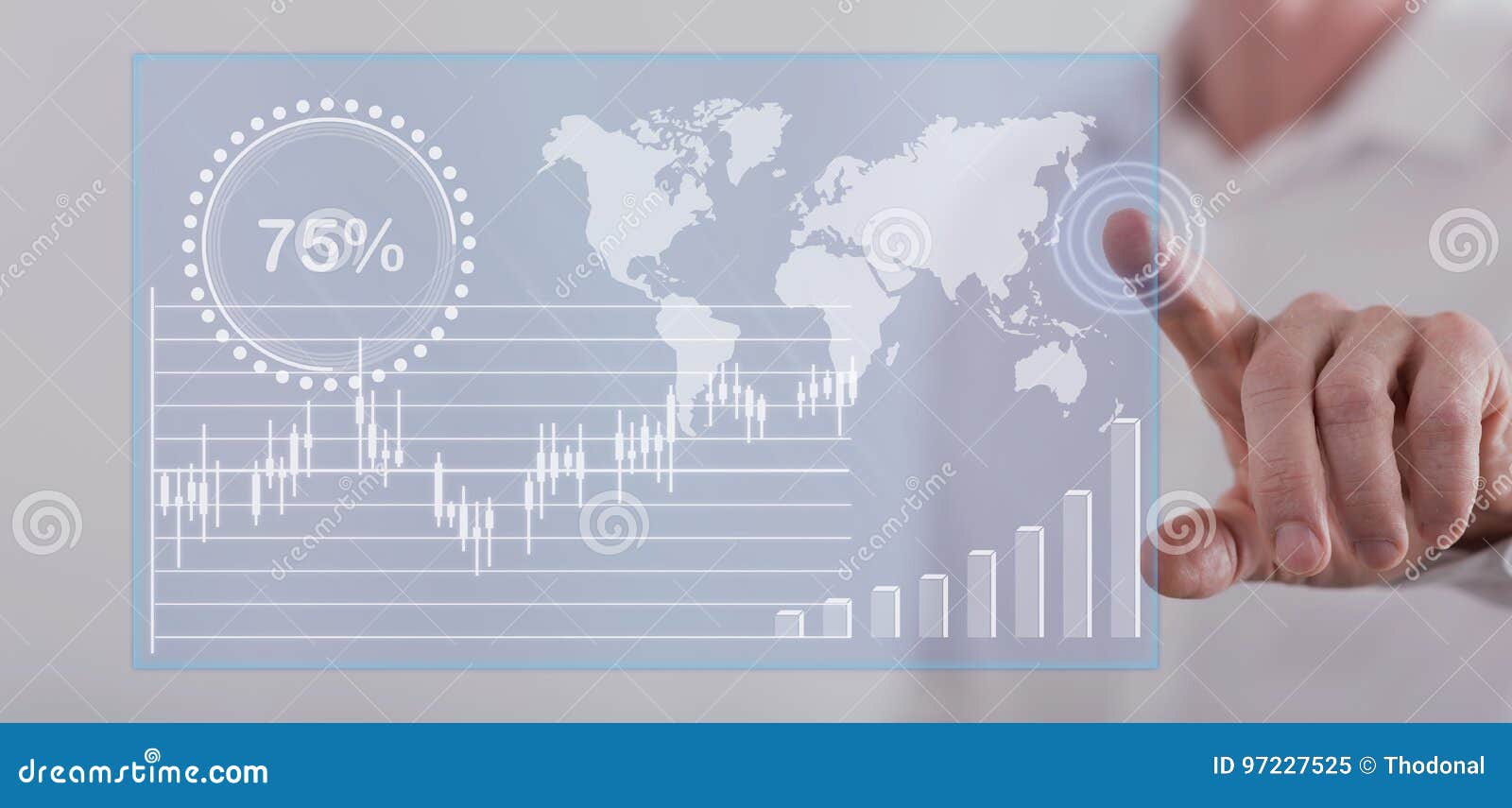 Man Touching a Digital Graph on a Touch Screen Stock Image - Image of ...