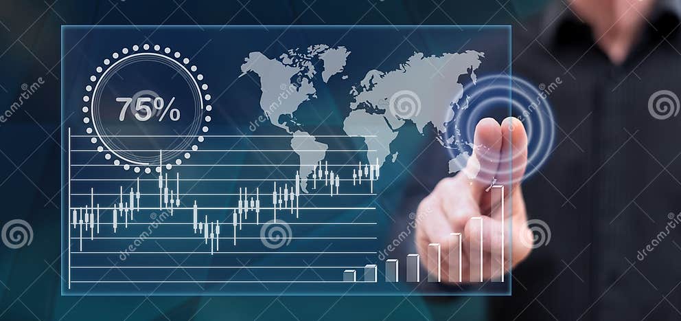 Man Touching a Digital Graph Stock Photo - Image of chart, digital ...
