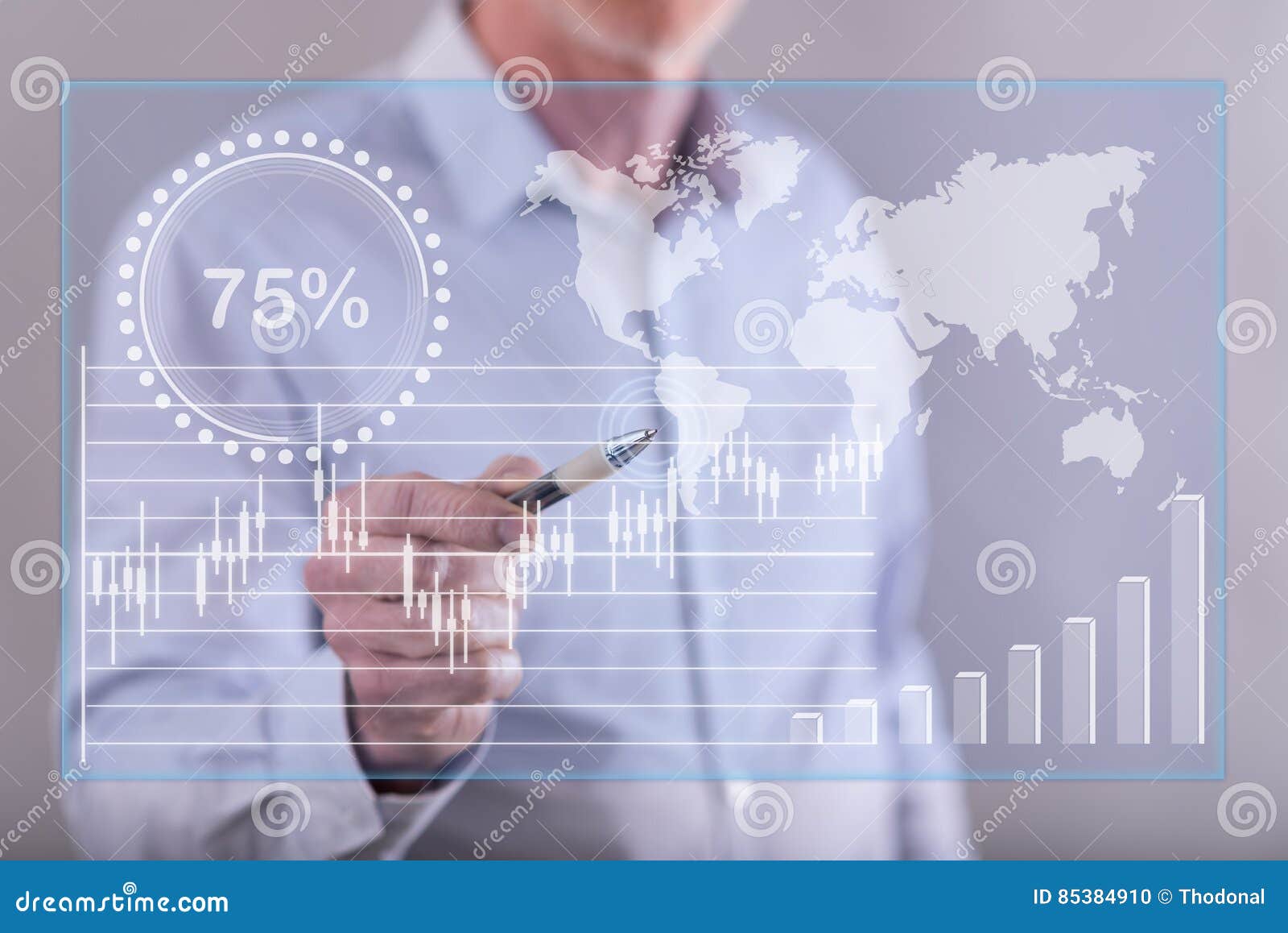 Man Touching a Digital Graph on a Touch Screen Stock Photo - Image of ...