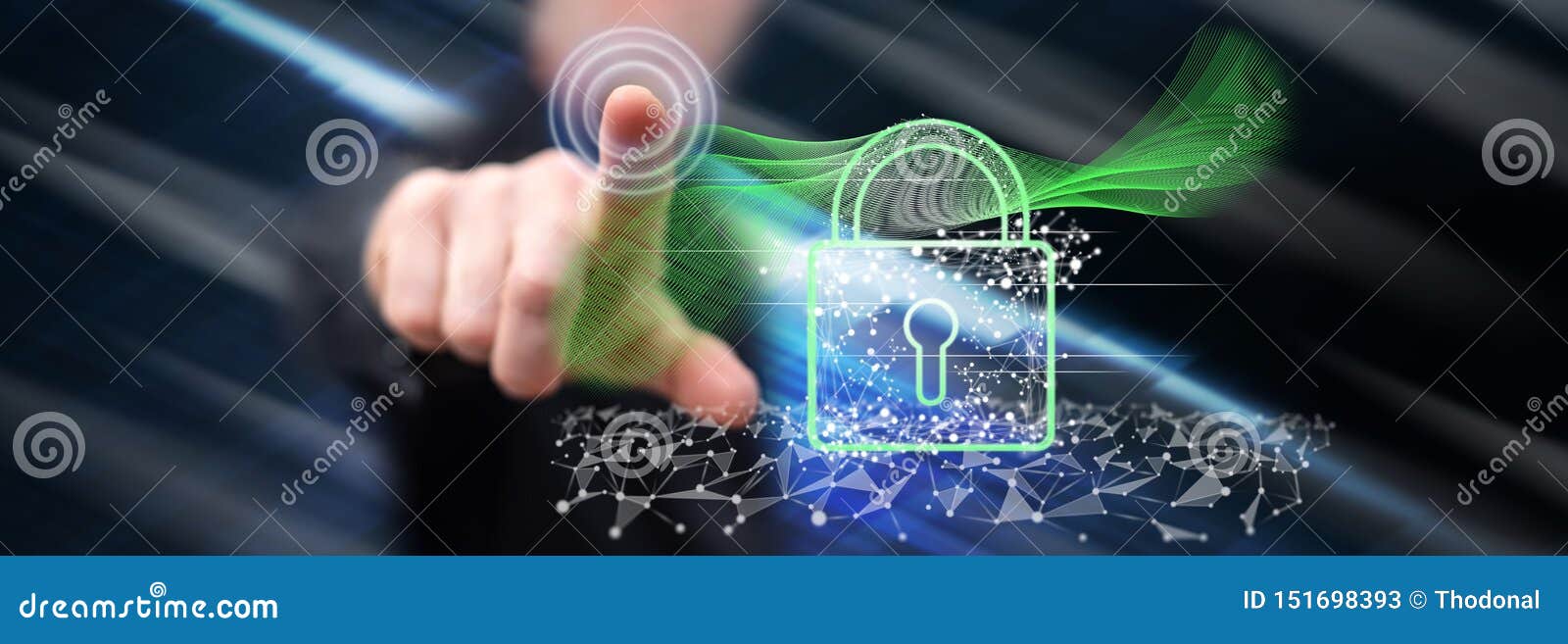 Man Touching a Digital Security Concept Stock Image - Image of hacker ...