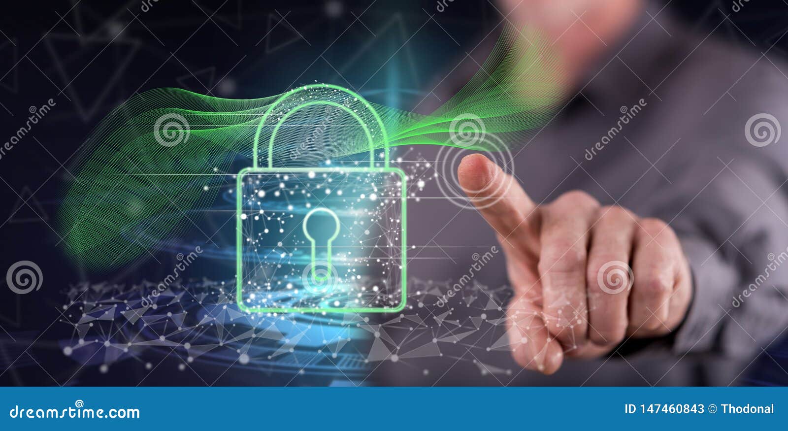 Man Touching a Digital Security Concept Stock Image - Image of system ...