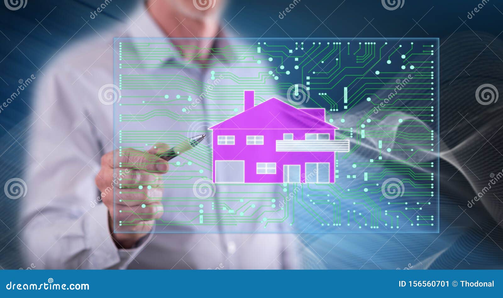 Man Touching a Digital Smart Home Automation Concept Stock Image ... Man Touching a Digital Smart Home Automation Concept Stock Image ...